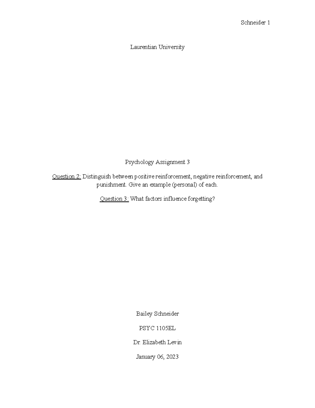 Psyc 1105 Assignment 3 Laurentian University Psychology Assignment 3 Question 2 Distinguish