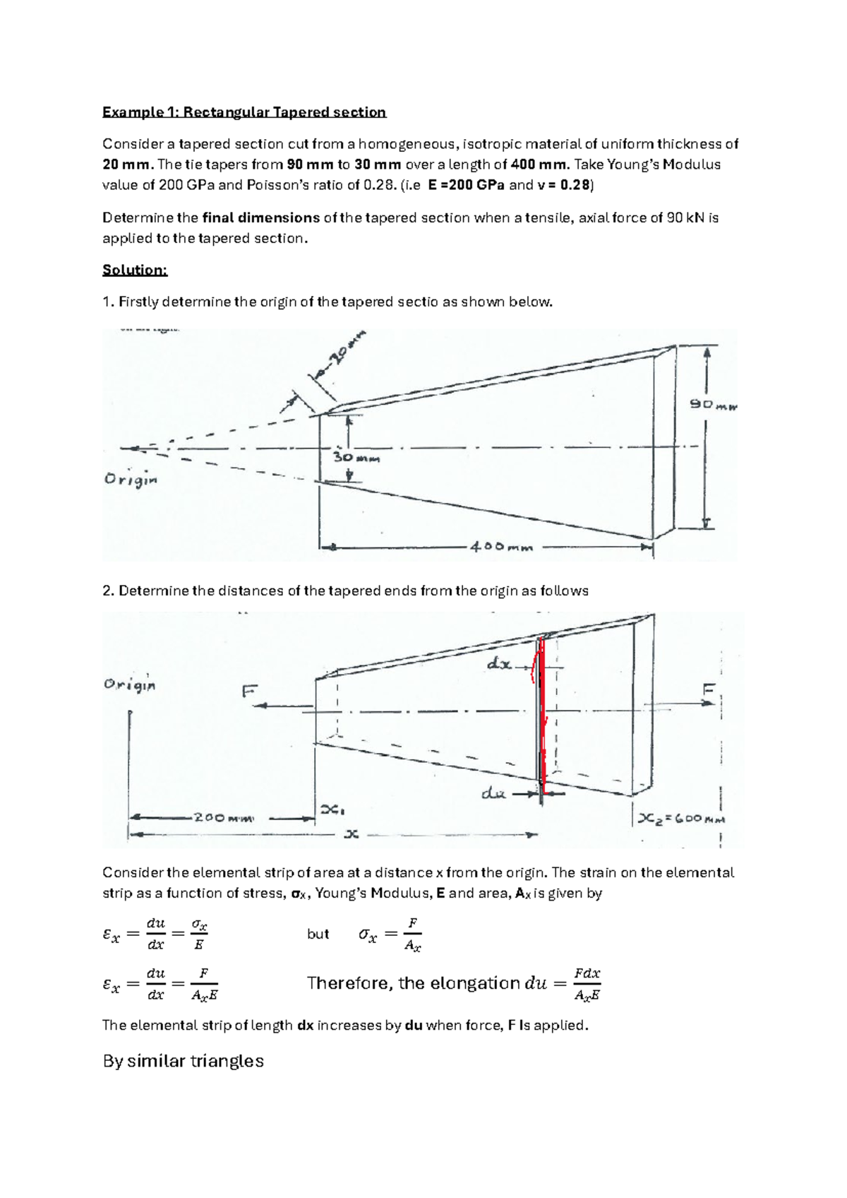 Tapered Examples notes - Example 1: Rectangular Tapered section ...