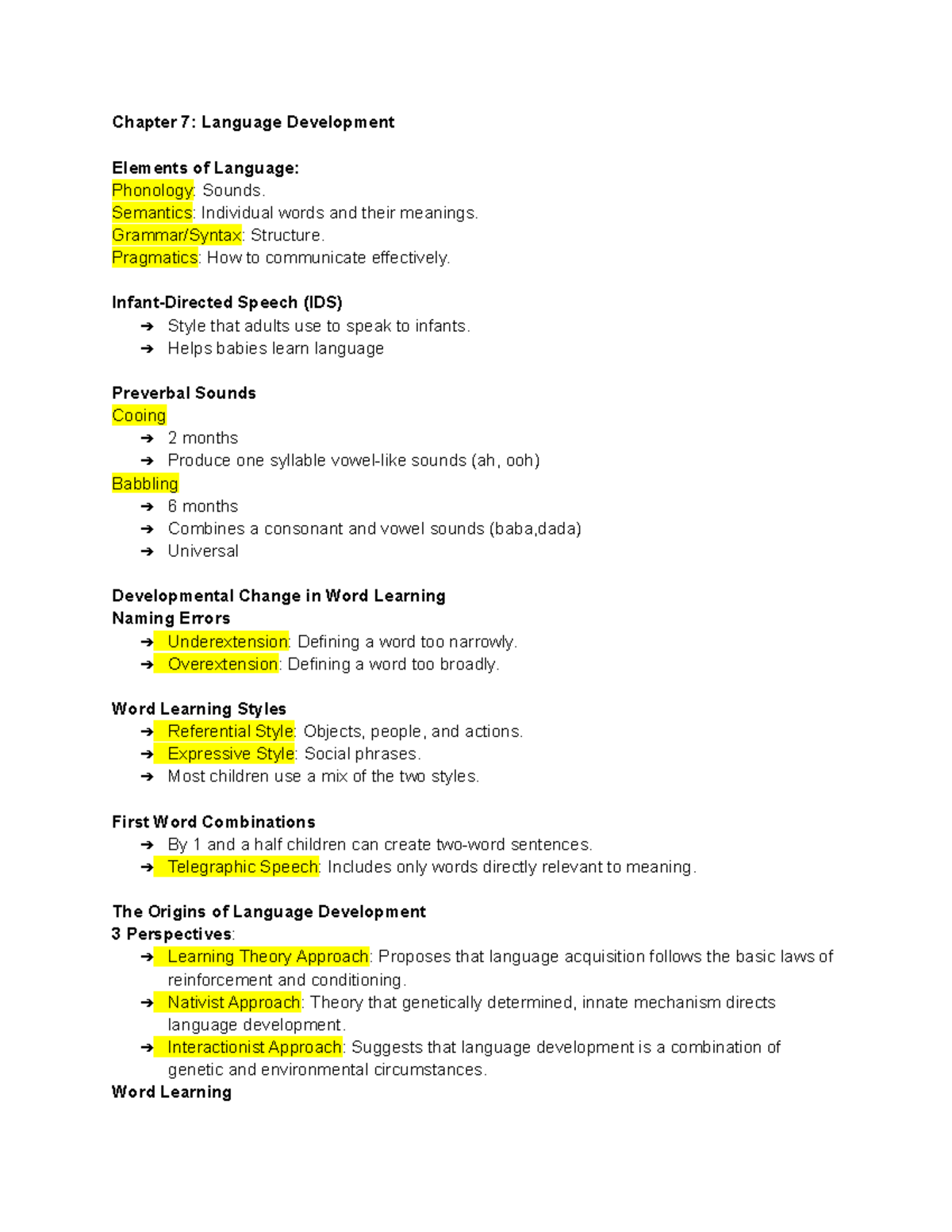 Chapter 7 Language Development - Chapter 7: Language Development ...