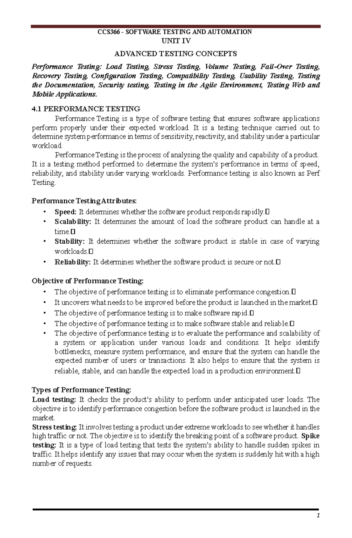 STA - UNIT IV - Software Testing & Automation (CCS366) - UNIT IV ...