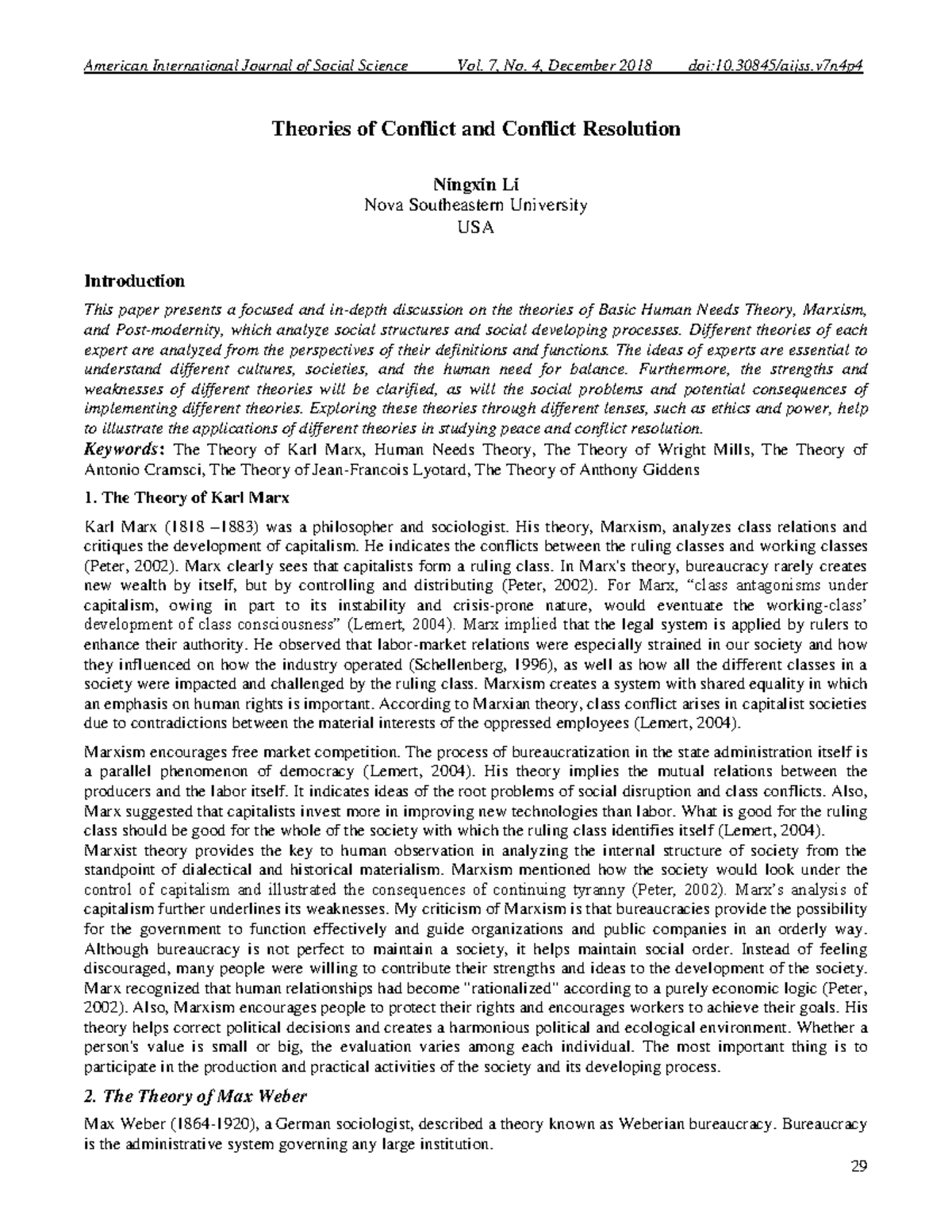 Conflict - American International Journal of Social Science Vol. 7, No ...