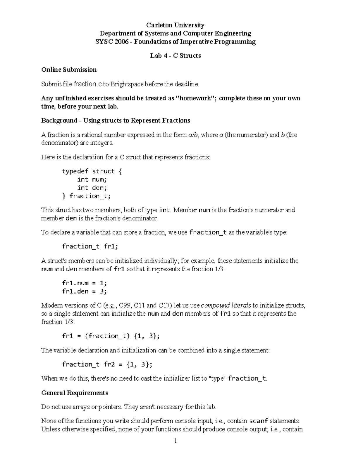 SYSC2006 Lab 4 2021 - Carleton University Department of Systems and Computer Engineering SYSC ...