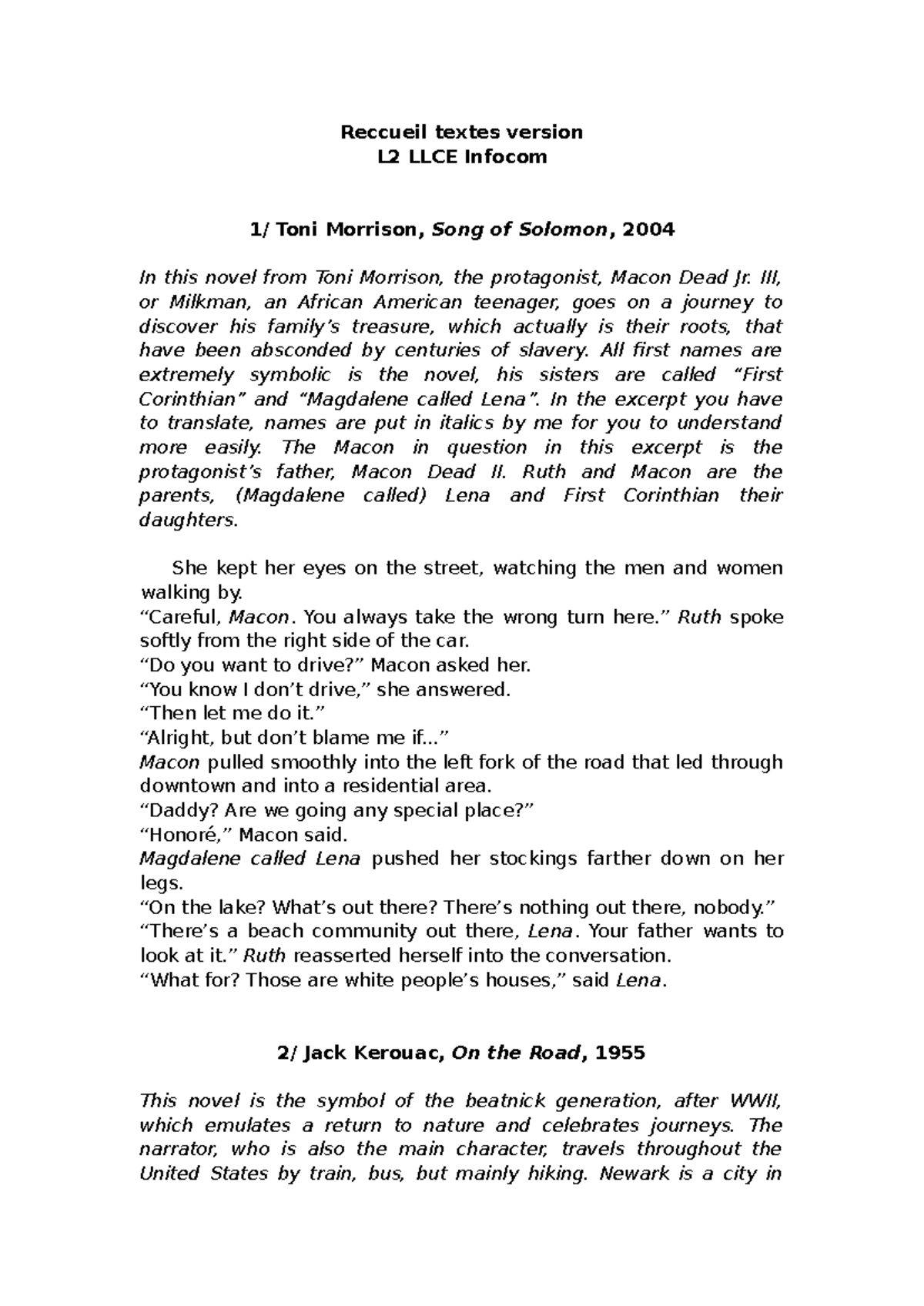 Reccueil textes version - L2 infocom - Reccueil textes version L2 LLCE ...