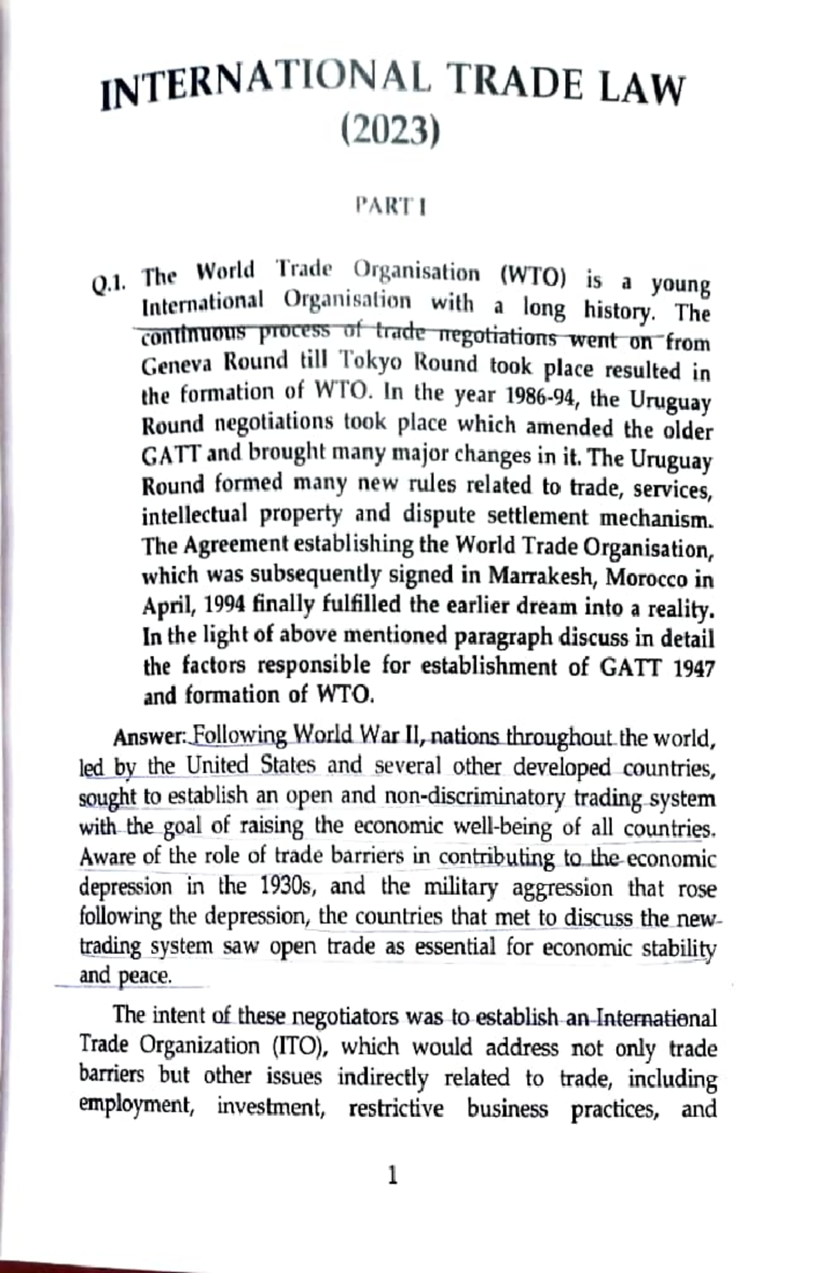 Origin of WTO - law12234 - NTERNATIONAL TRADE LAW (2023) PART I Trade ...