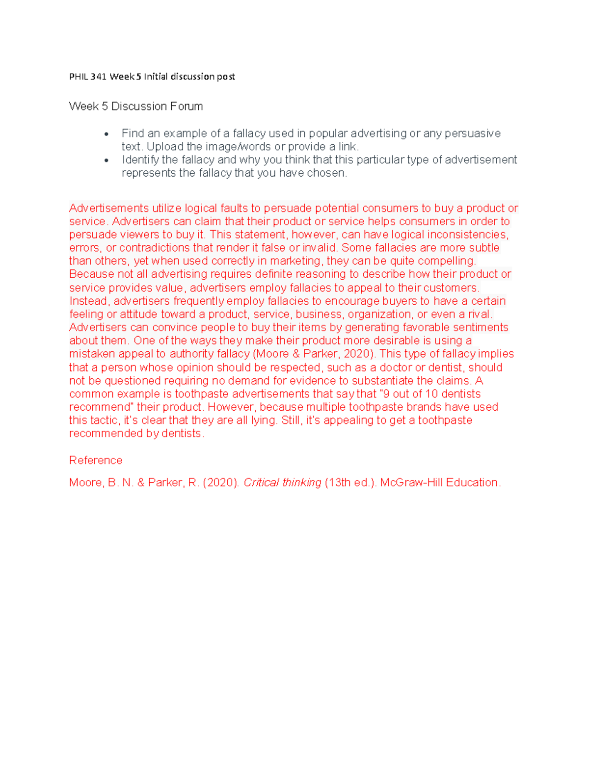 PHIL 341 Week 5 Initial discussion post - PHIL 341 Week 5 Initial ...