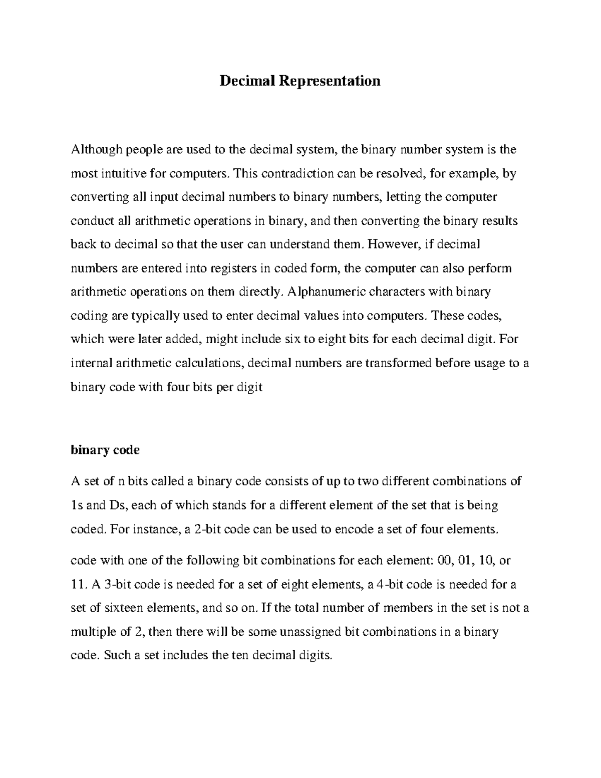 Decimal Representation - Decimal Representation Although people are ...