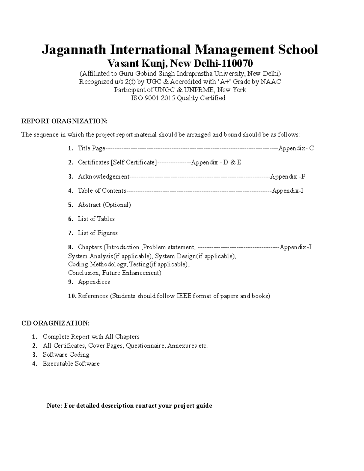 BCA -V Updated Minor Project Report Format - Jagannath International ...