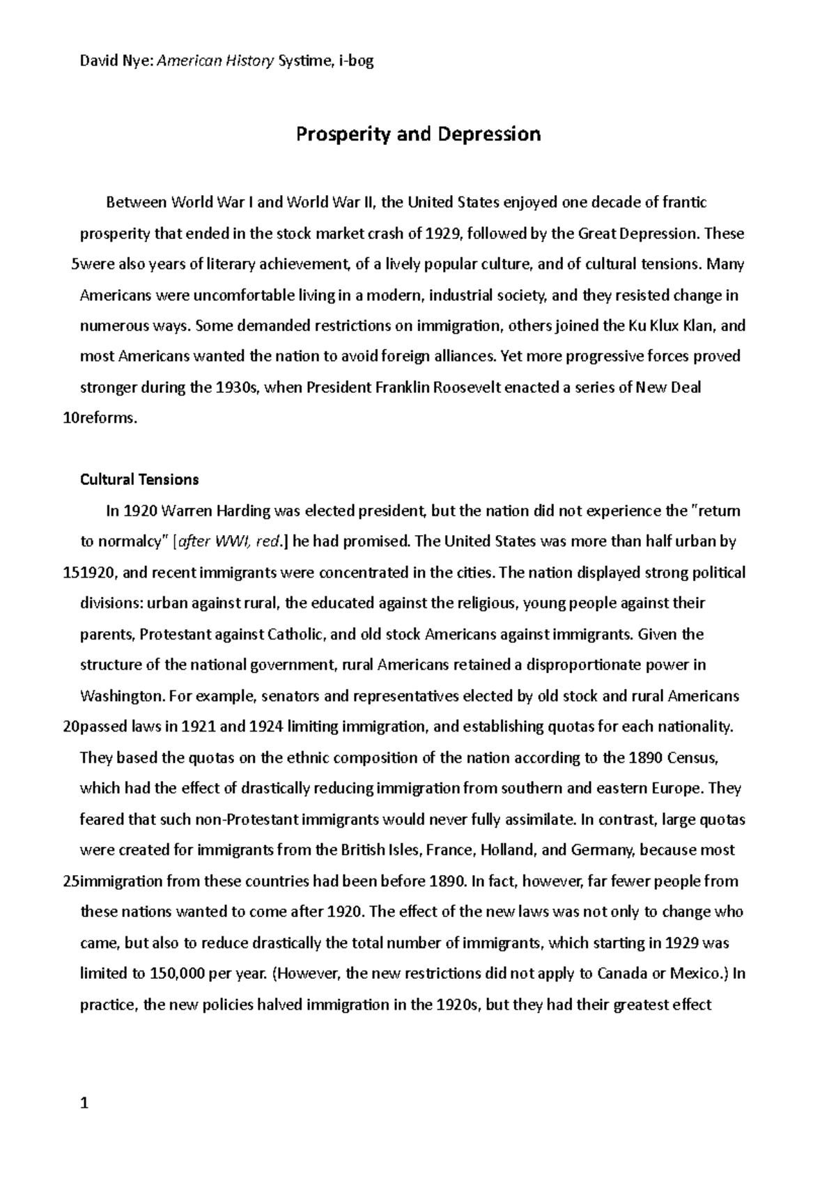 Prosperity and Depression - Prosperity and Depression Between World War ...