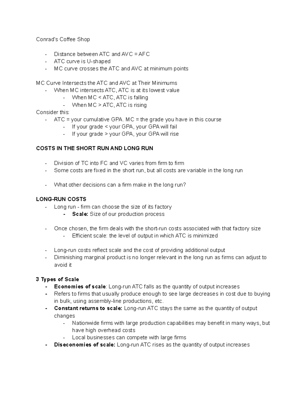 Econ Lecture 10 27 22 - Conrad’s Coffee Shop Distance between ATC and ...