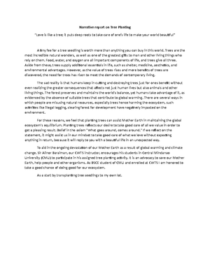 Narrative report on Tree Planting - Narrative report on Tree Planting ...