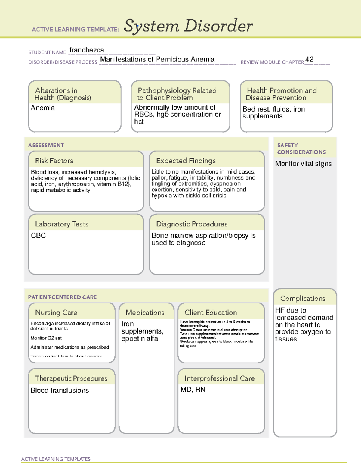 Manifestationsofperniciousanemia - ACTIVE LEARNING TEMPLATES System ...