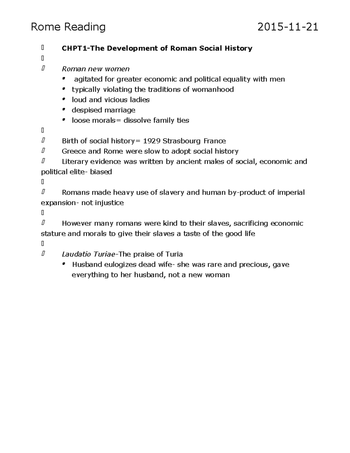 Rome Reading - Summary Themes in Roman Society and Culture - Rome ...