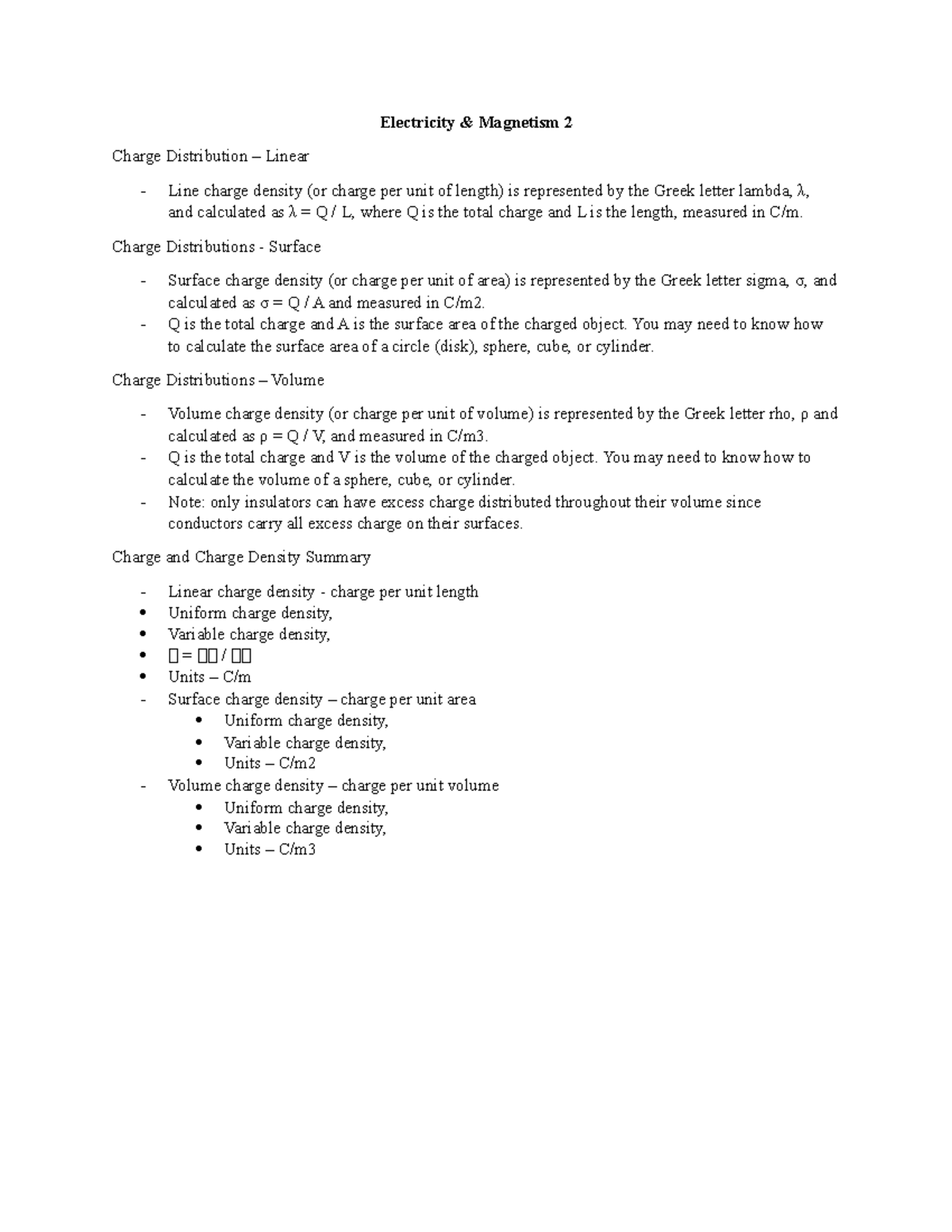 Electricity - Charge Distributions - Surface Surface charge density (or ...