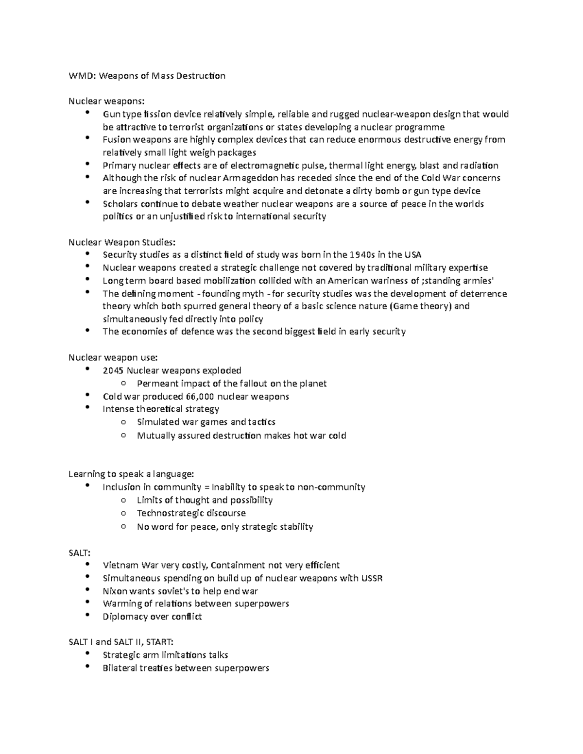 1020 lecture 13 - WMD: Weapons of Mass Destruction Nuclear weapons: Gun ...