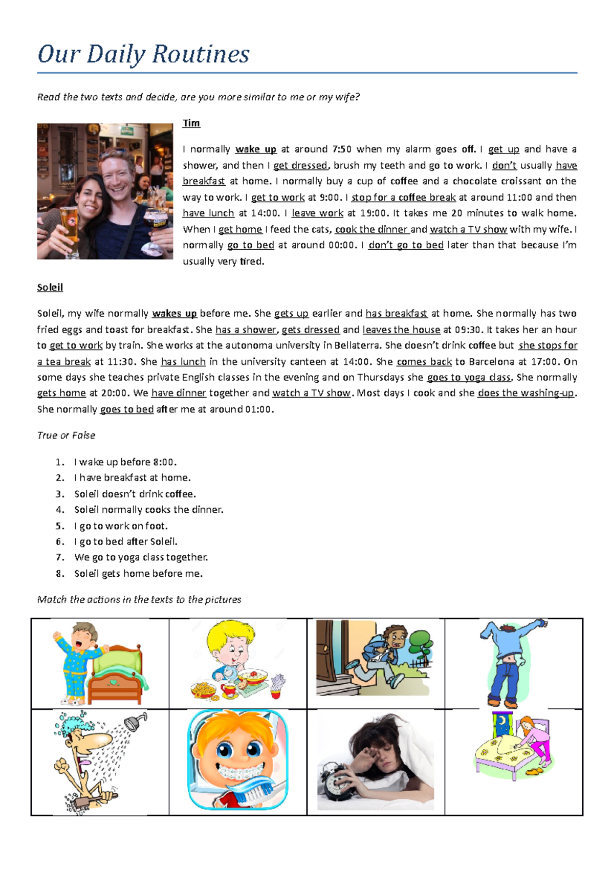 Our-daily-routines - our routines - Our Daily Routines Read the two ...