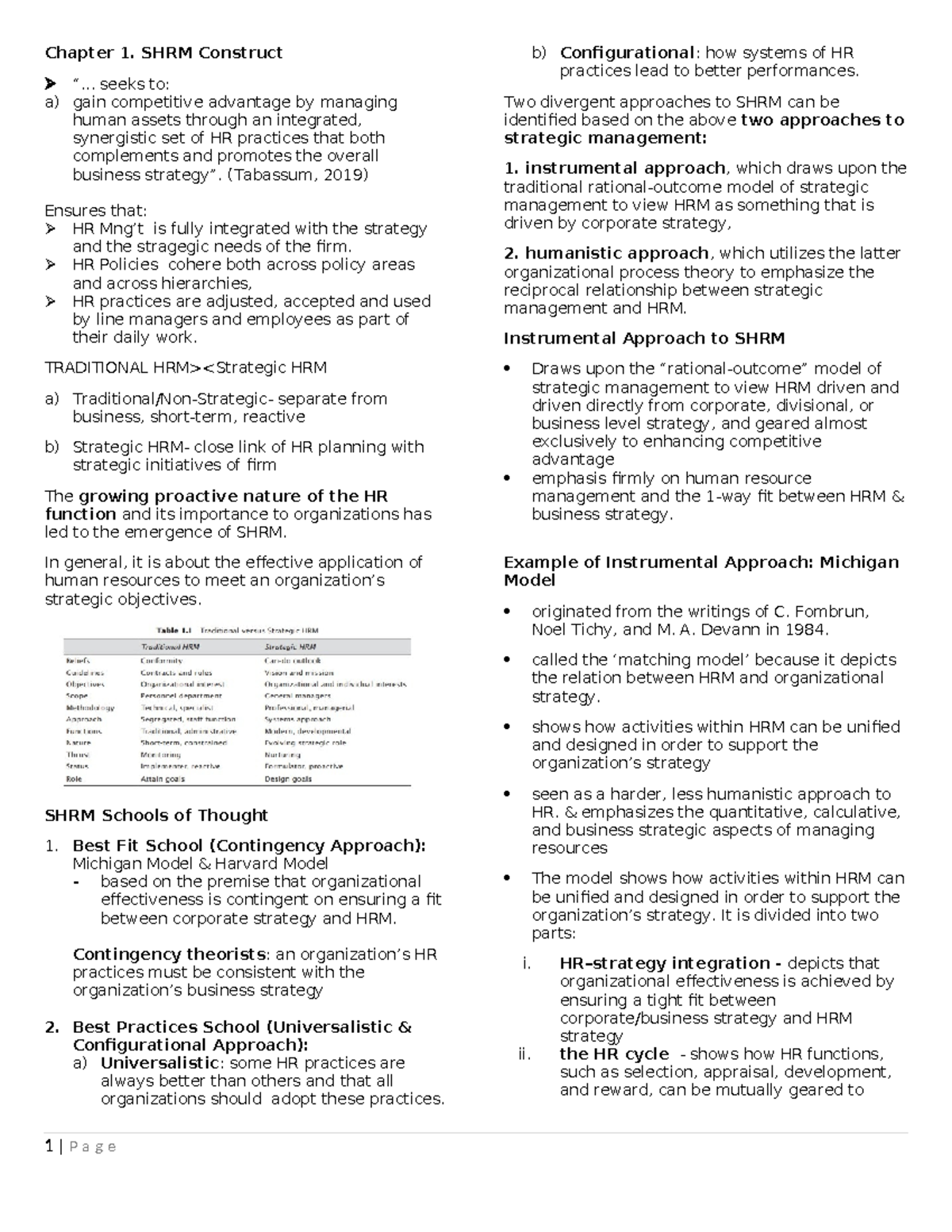 Chapter 1. SHRM Construct - Chapter 1. SHRM Construct “... seeks to: a) gain competitive ...