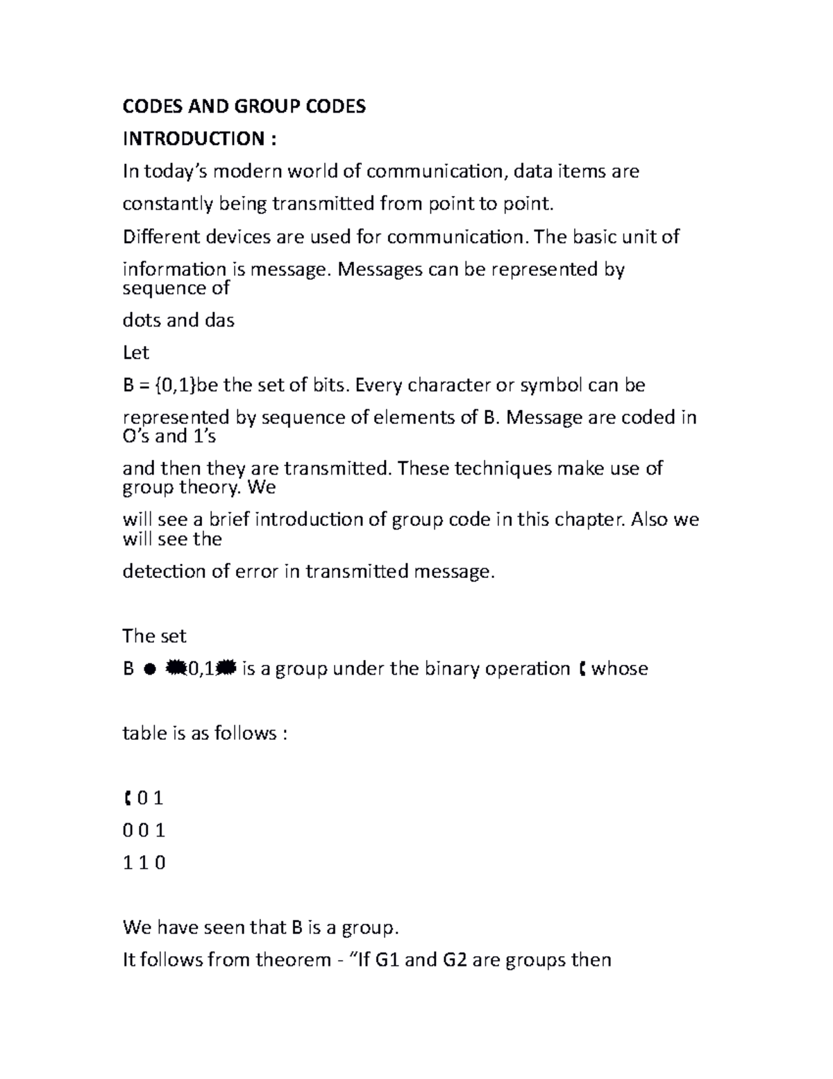 Codes AND Group Codes notes - CODES AND GROUP CODES INTRODUCTION : In ...