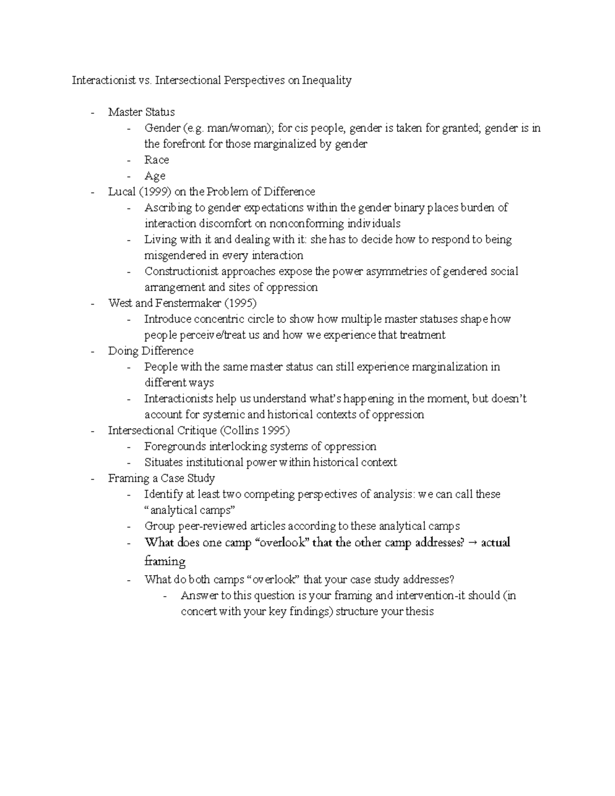 Intersectionality and Case Study Workshop - Interactionist vs ...