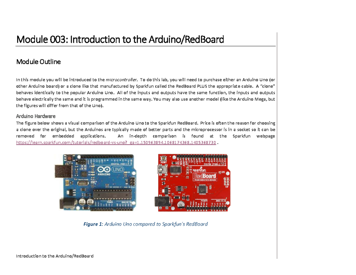 M003 Arduino Introduction - Introduction to the Arduino/RedBoard Module 003 : Introduction to ...