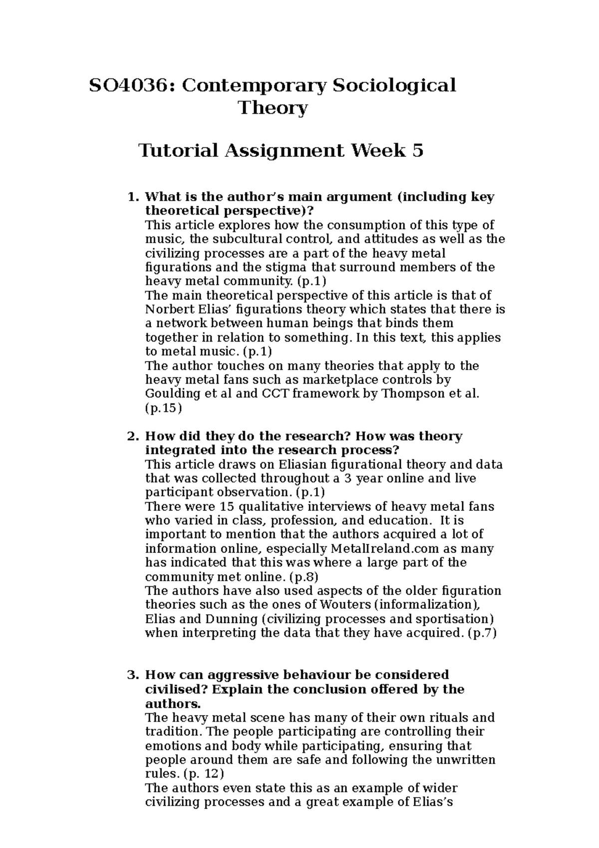 W5 Tutorial Assessment SO 4036 - SO4036: Contemporary Sociological Theory Tutorial Assignment ...