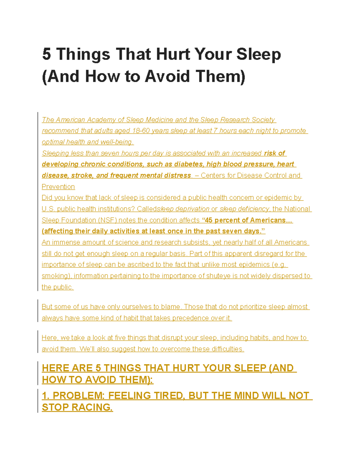 5 Things That Hurt Your Sleep - 5 Things That Hurt Your Sleep (And How ...
