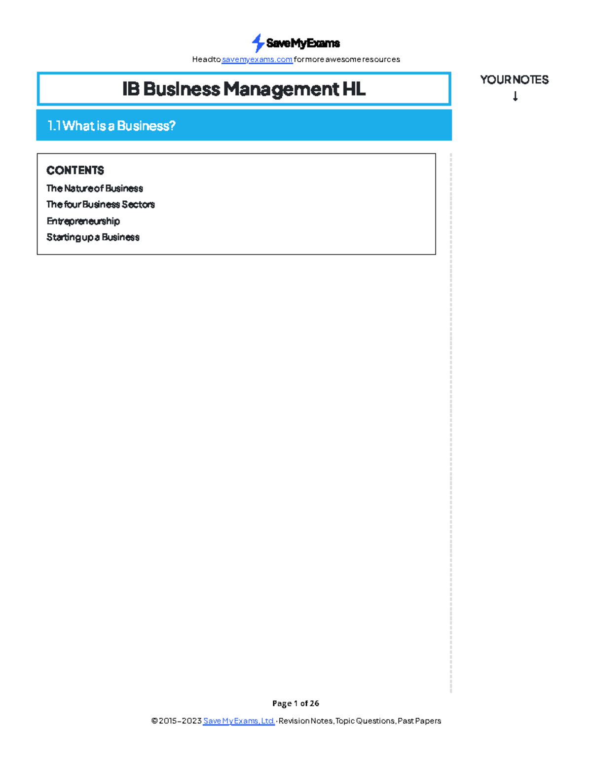 1.1 What is a Business - Page 1 of 26 IB Business Management HL 1 What ...