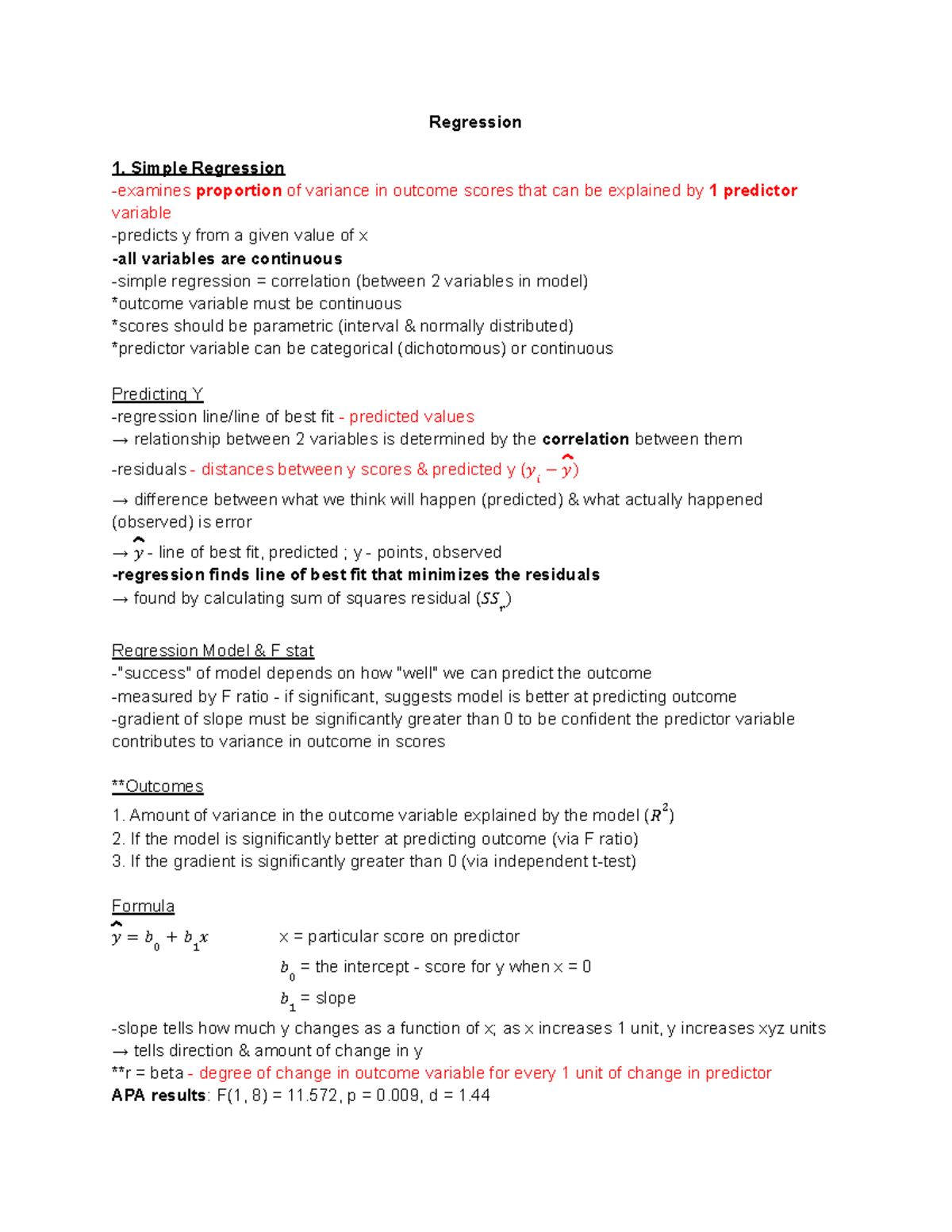 PS394 - EXAM - Prof: Mindi Foster - Regression Simple Regression ...