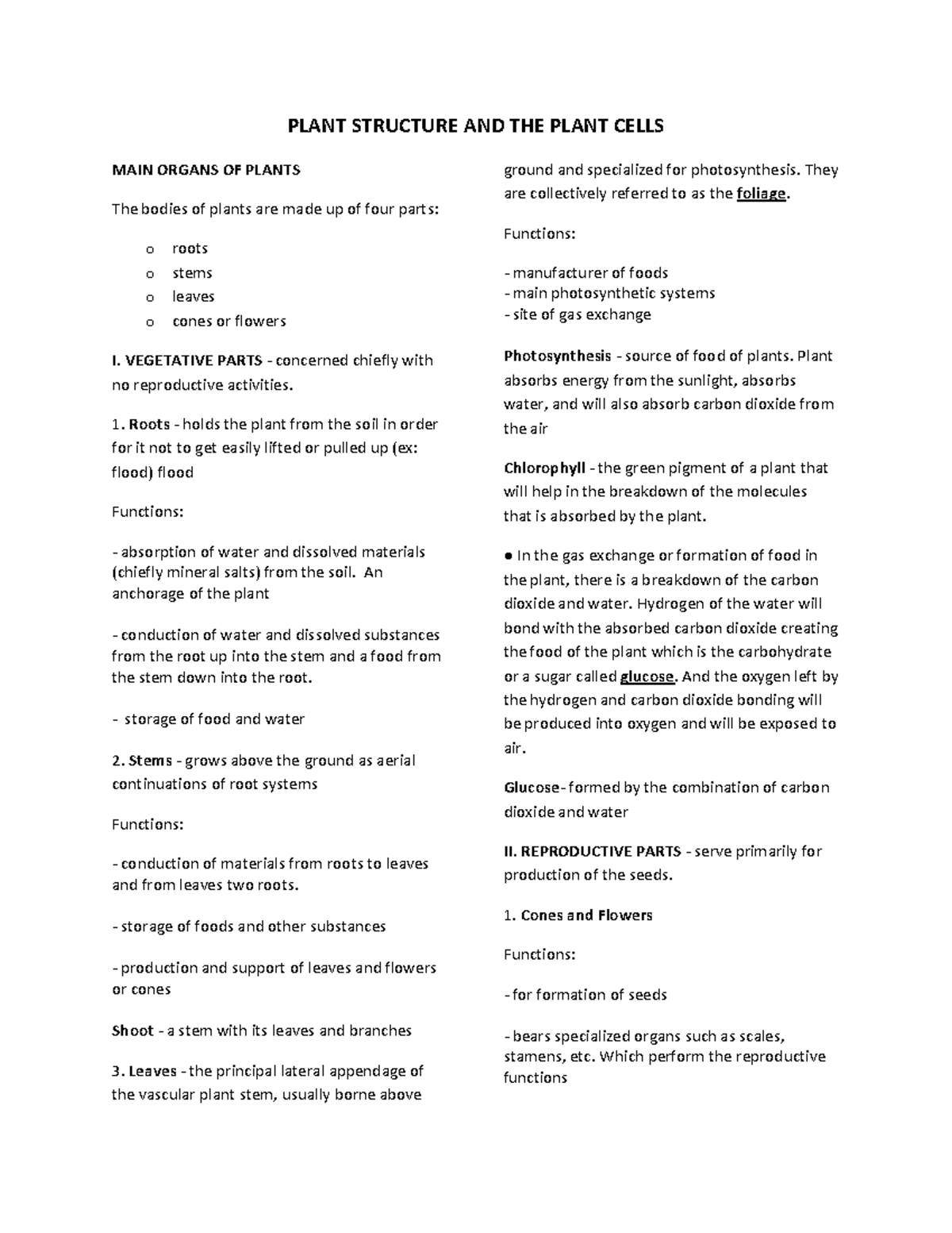 Plant Structure AND THE Plant Cells - PLANT STRUCTURE AND THE PLANT ...