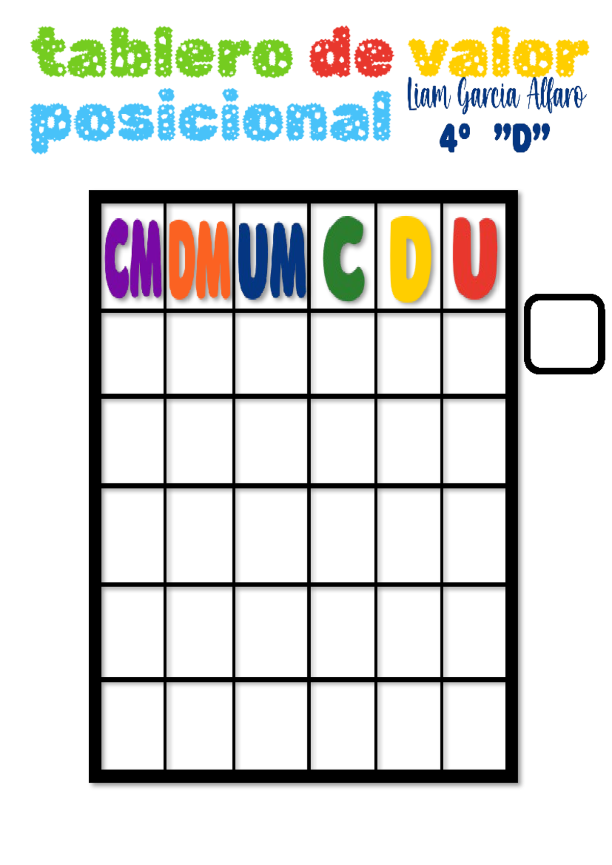 Tablero DE Valor Posicional - Lógico Matemático - Studocu