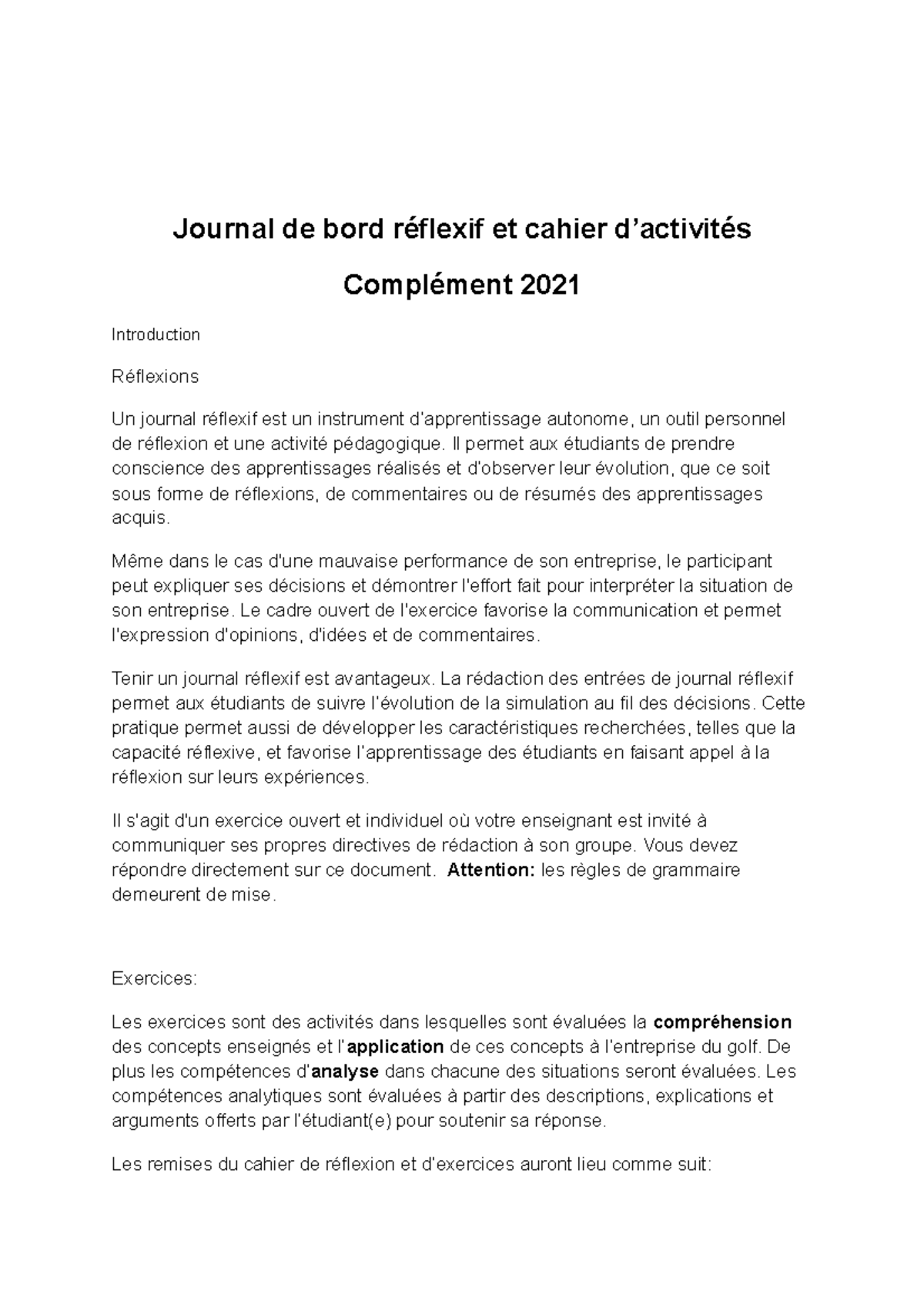 Journal de bord 3 - Il permet aux étudiants de prendre conscience des ...