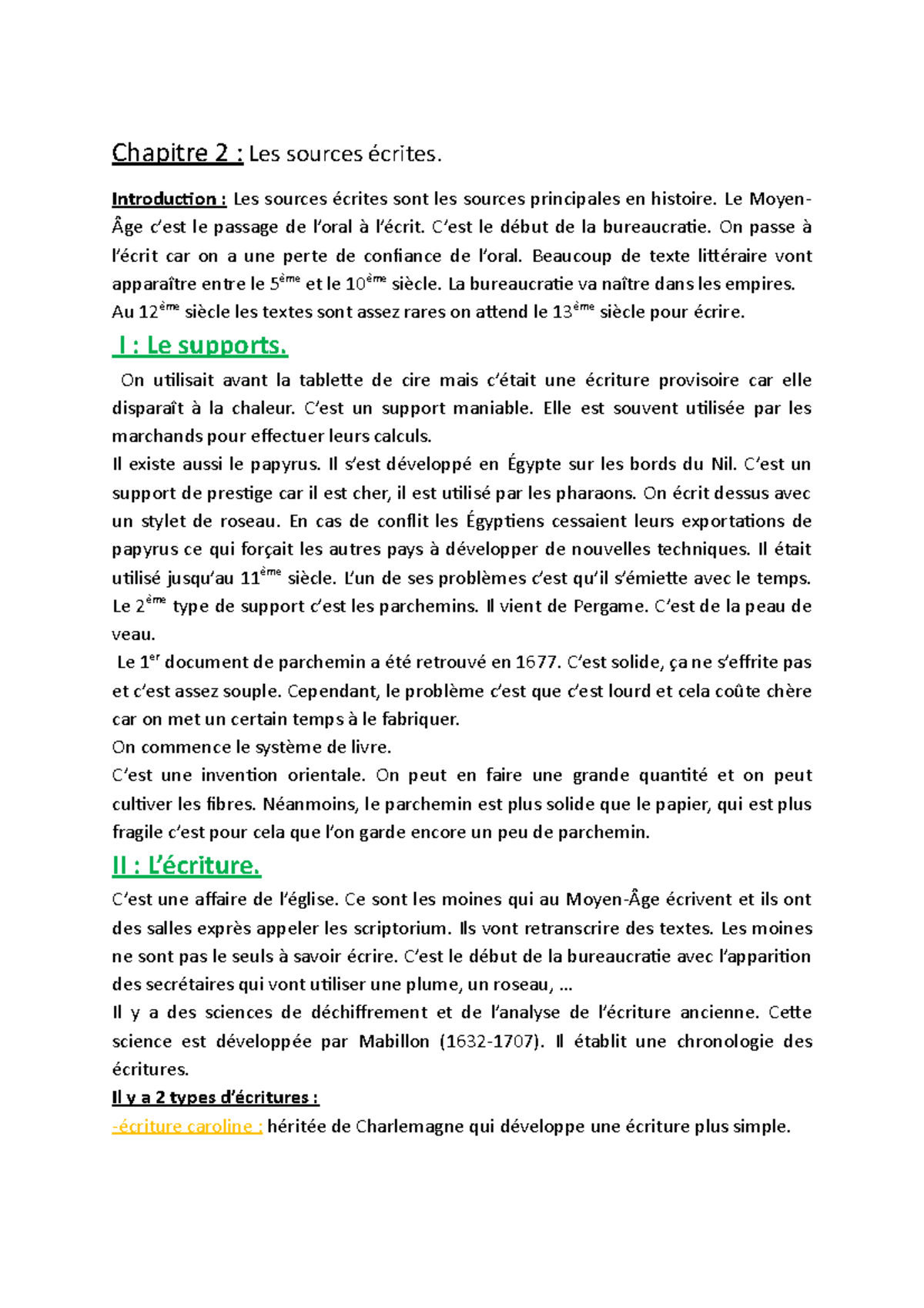 Les sources écrites - Introducion : Les sources écrites sont les ...