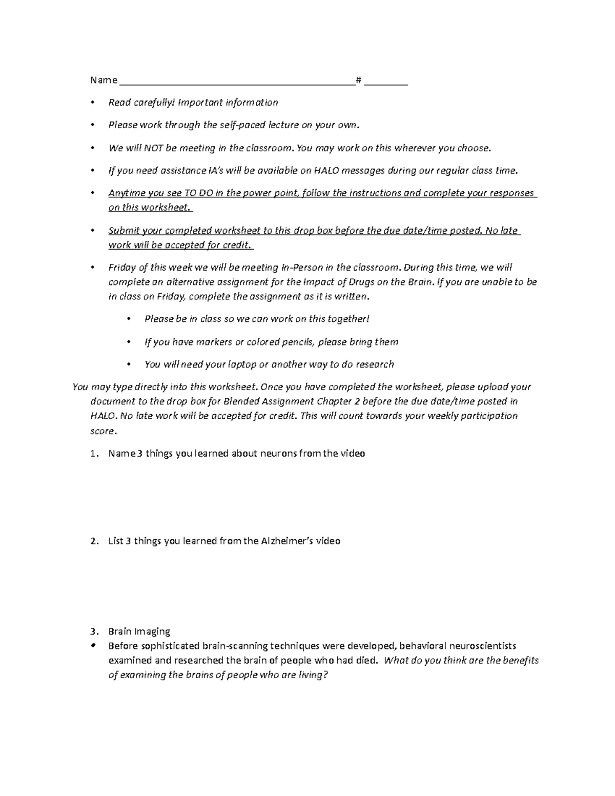 Chapter 2 blended worksheet - Name ...