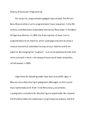 Computer Programming - Computer Programming Computer programming is the ...