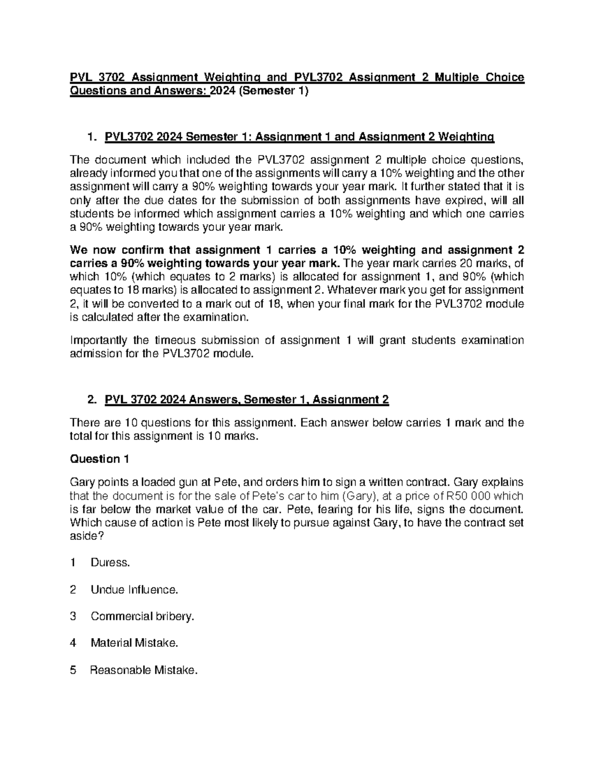 2024 Sem 1 Assign 2 PVL3702 Answers - PVL 3702 Assignment Weighting and ...
