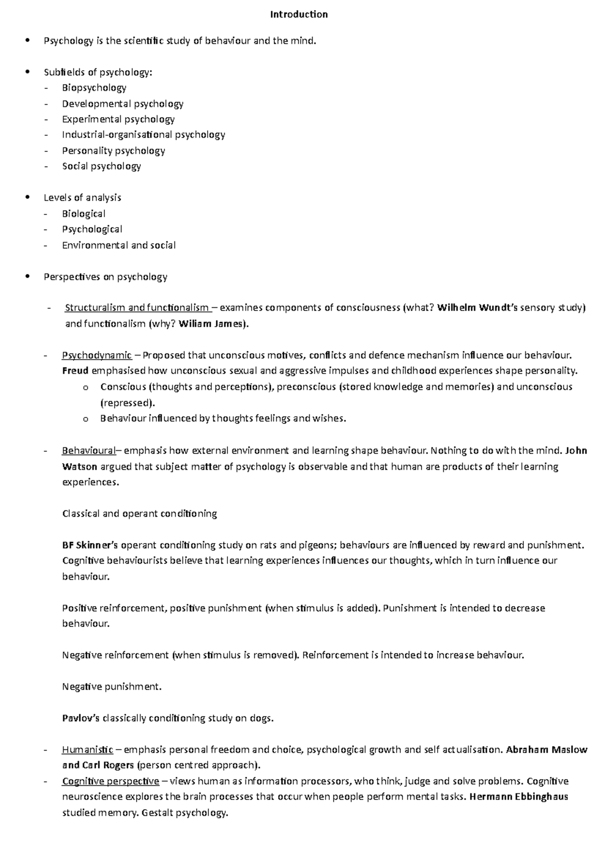 Exam revision, Human behaviour. Complete Notes - Introduction ...