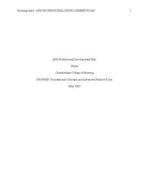 NR500NP Roles in APN - Roles in Advanced Practice Nursing Chamberlain ...