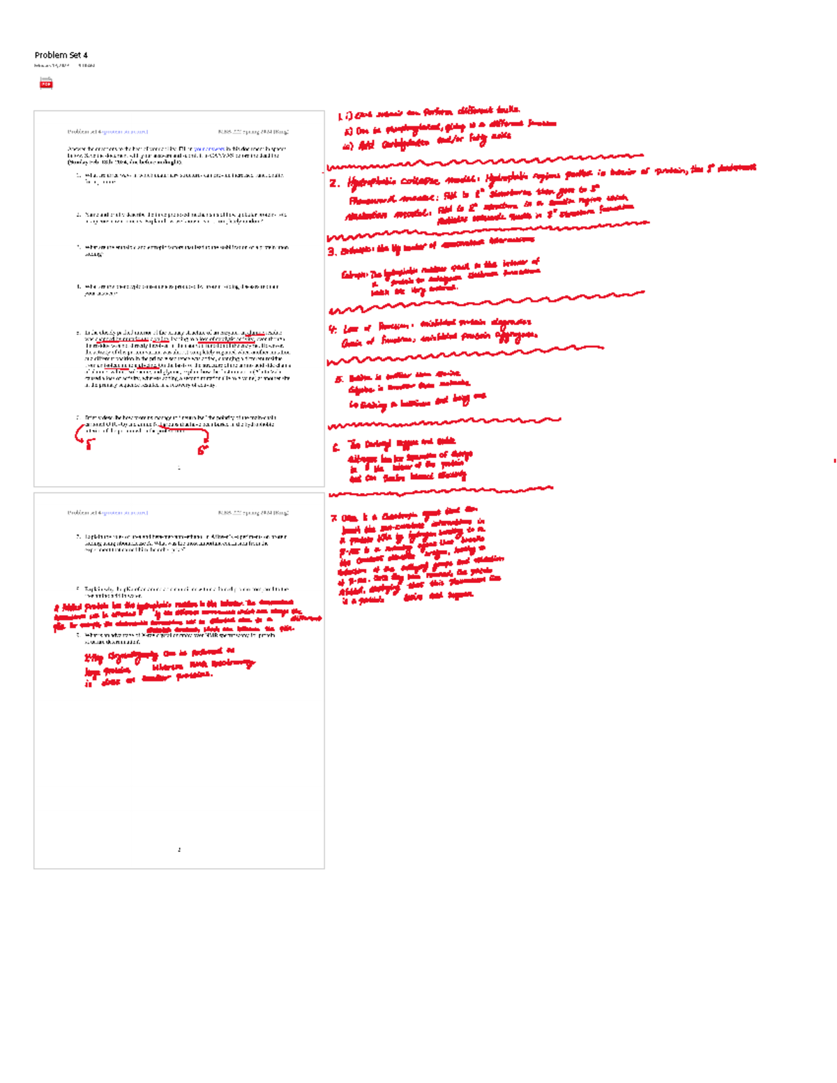MBB Problem Set 4 - BISC 101 - Problem Set 4 Problem Set 4 February 14, 2024 9:30 AM - Studocu
