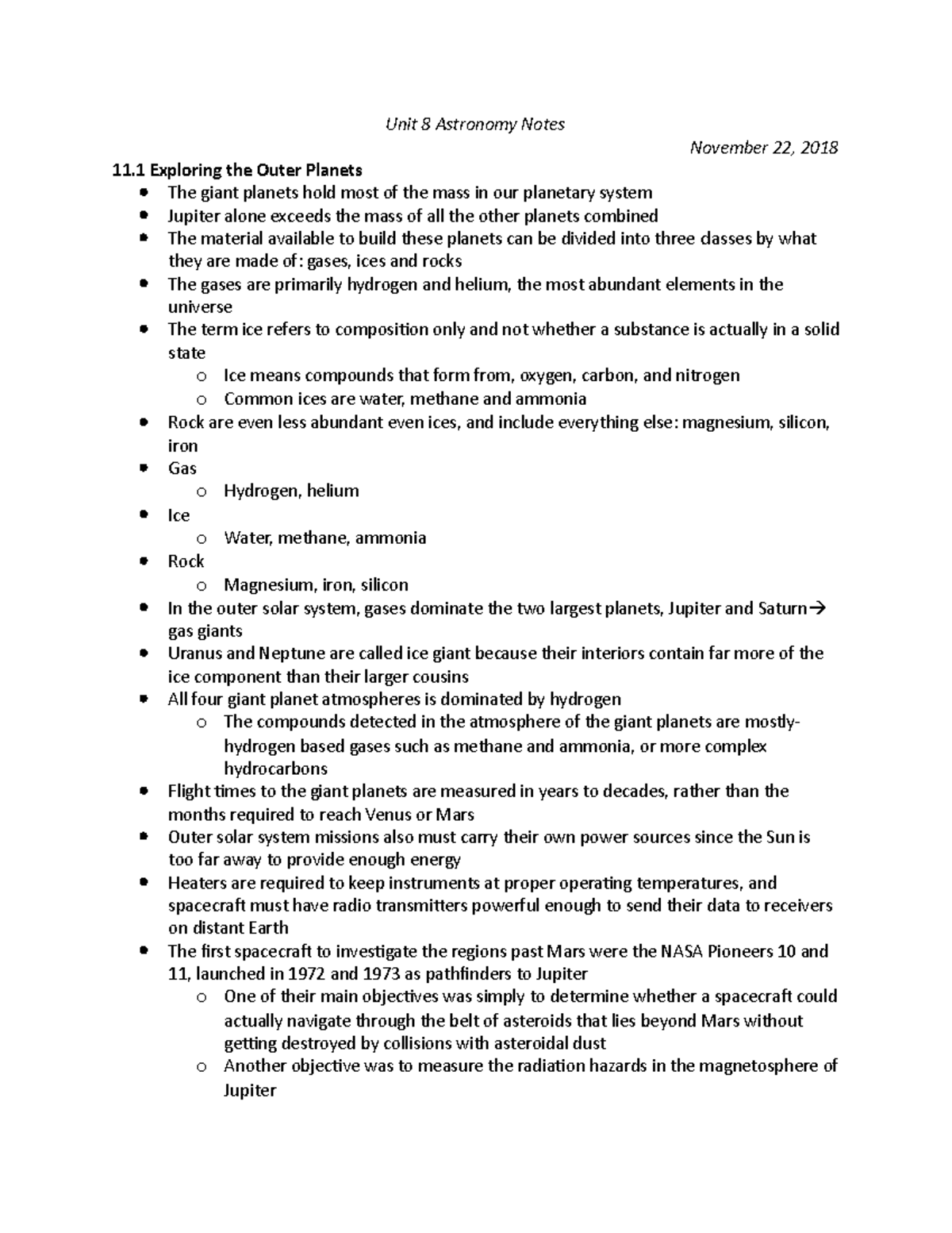 Unit 8 Astronomy Notes - Unit 8 Astronomy Notes November 22, 2018 11 ...