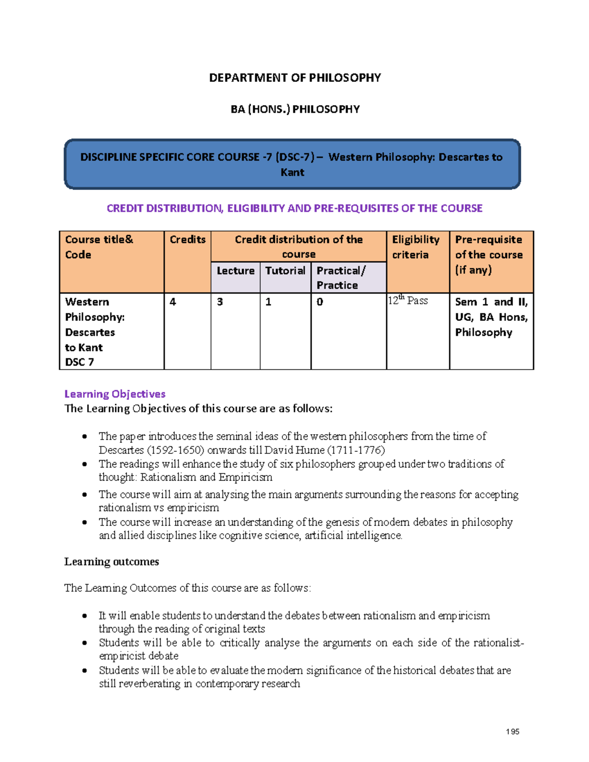 SEM-3 Syllabus - DEPARTMENT OF PHILOSOPHY BA (HONS.) PHILOSOPHY CREDIT ...