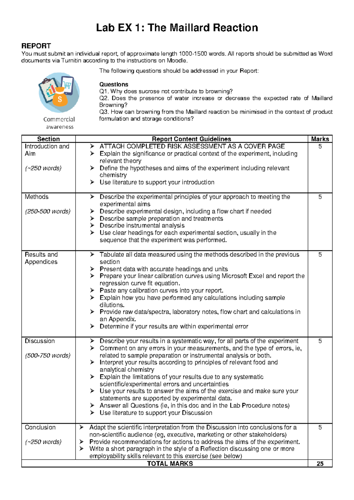 Report template-marking guide 2021 - EX1 - Lab EX 1: The Maillard Reaction REPORT You must ...