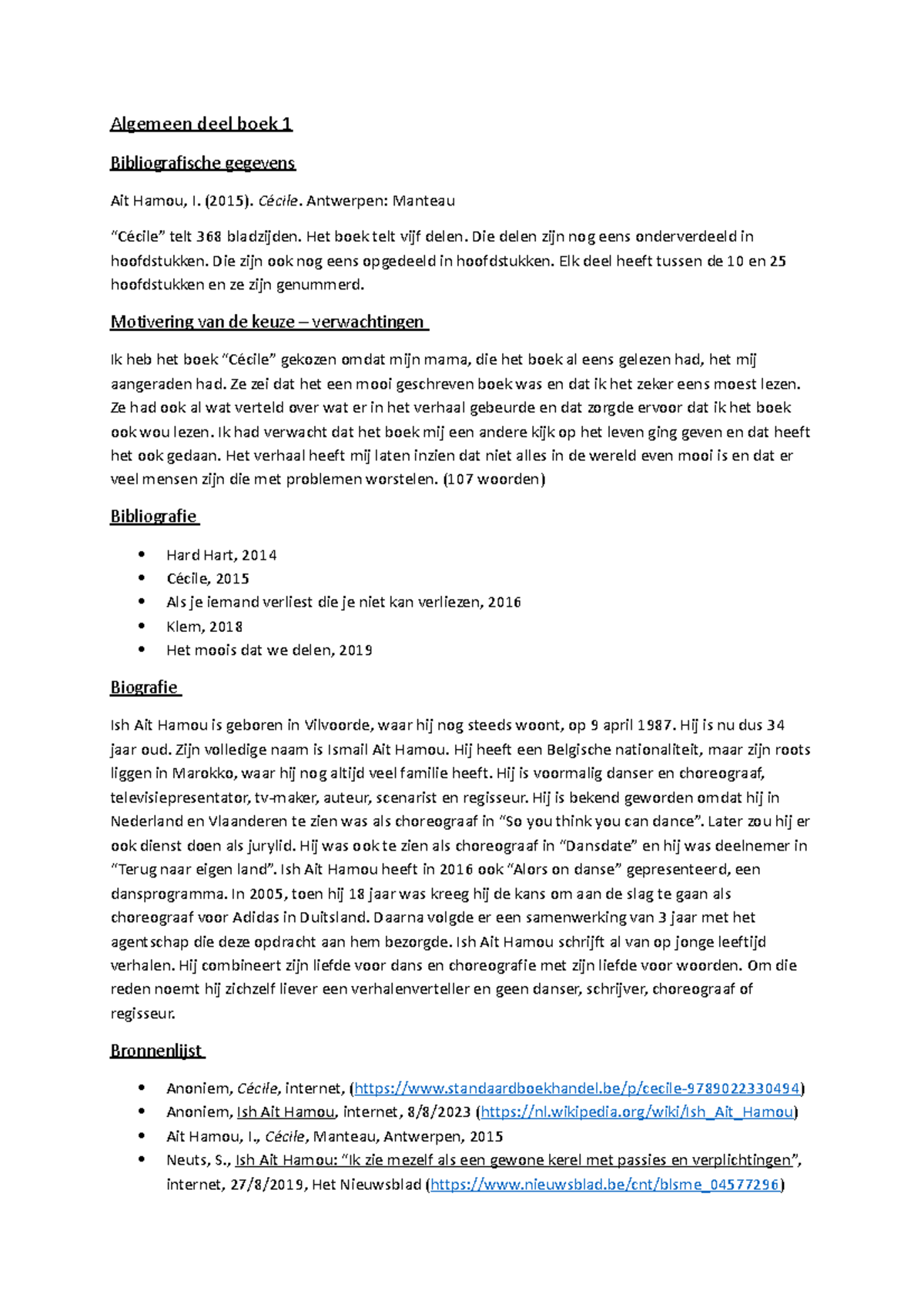 Leesdossier boek 1 - boekverslag - Algemeen deel boek 1 Bibliografische ...