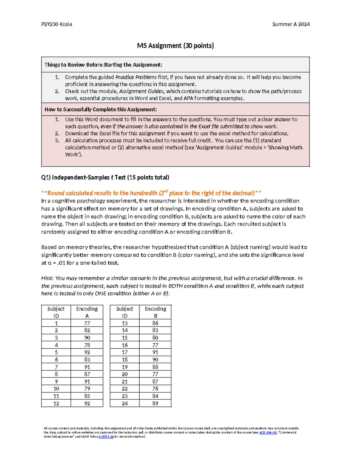 stat560 assignment - M5 Assignment (30 points) Things to Review Before Starting the Assignment ...