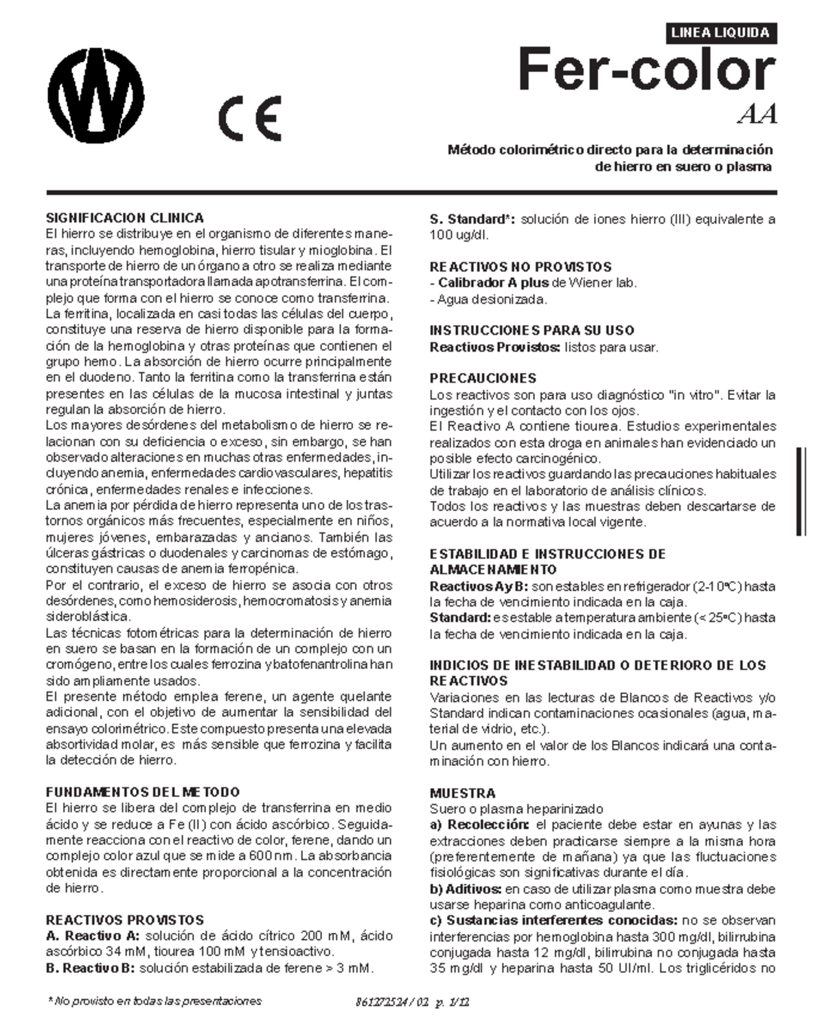 INFORME DE determinación de hierro en suero o plasma - Método ...