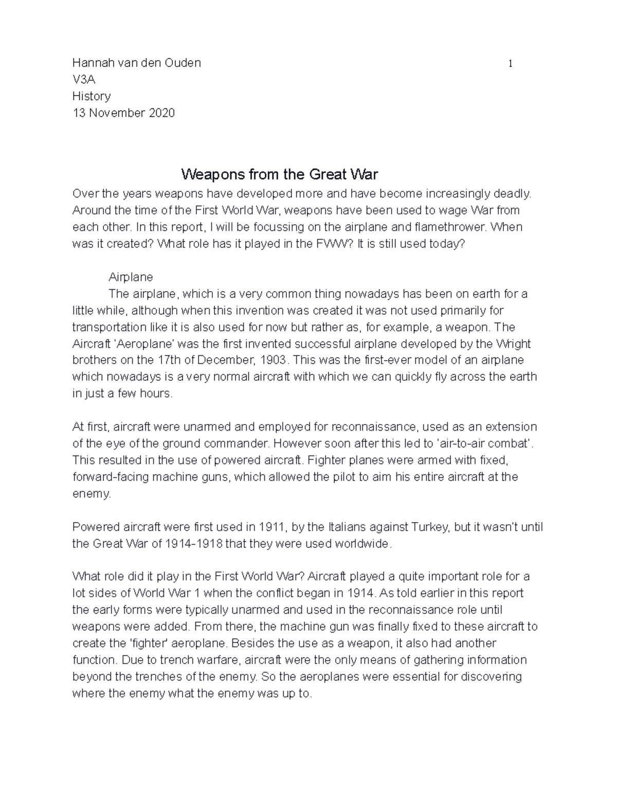 Weapon assignment- Hannah van den Ouden - Hannah van den Ouden 1 V3A ...