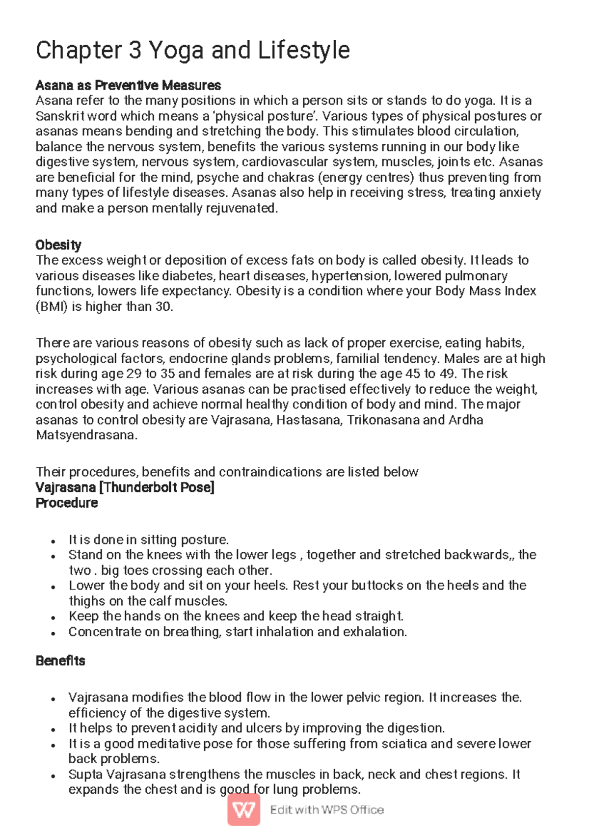 Chapter 3 Yoga and Lifestyle - Chapter 3 Yoga and Lifestyle Asana as ...