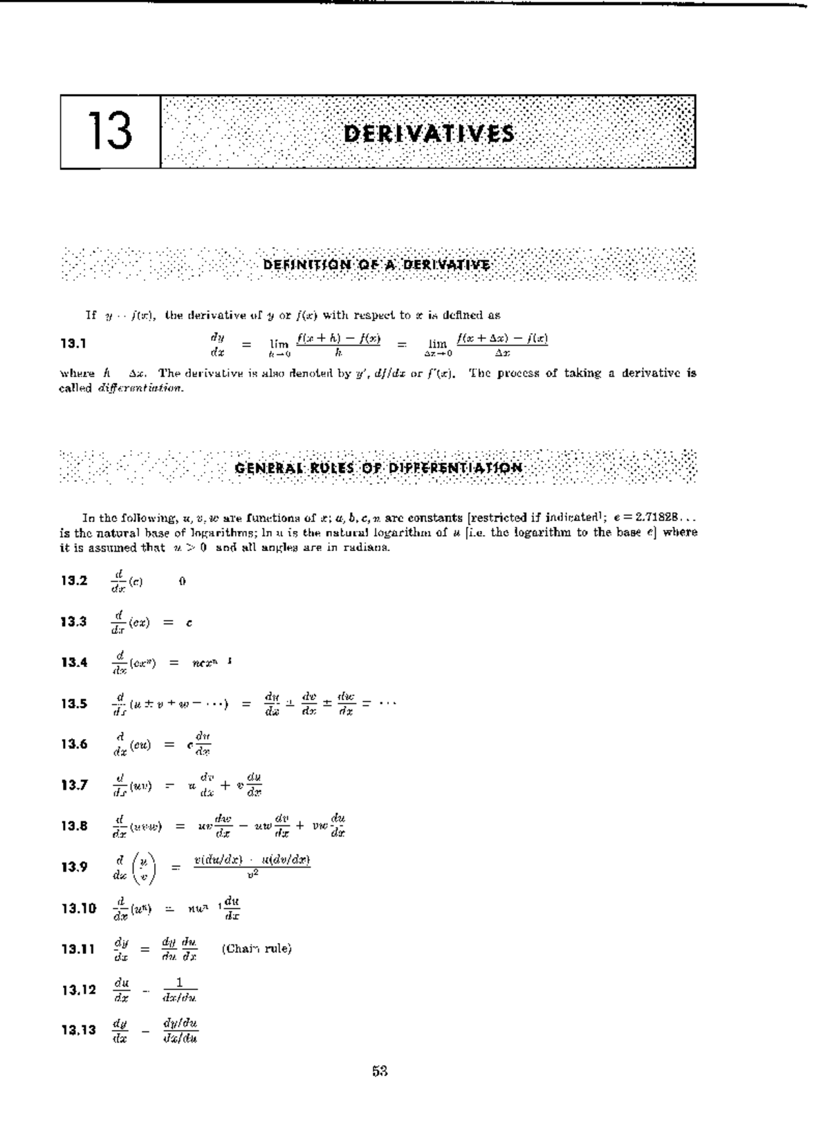 Formulario de Derivadas (ejercicios) - DEFtNlllON OF A DERtVATlVR If y ...