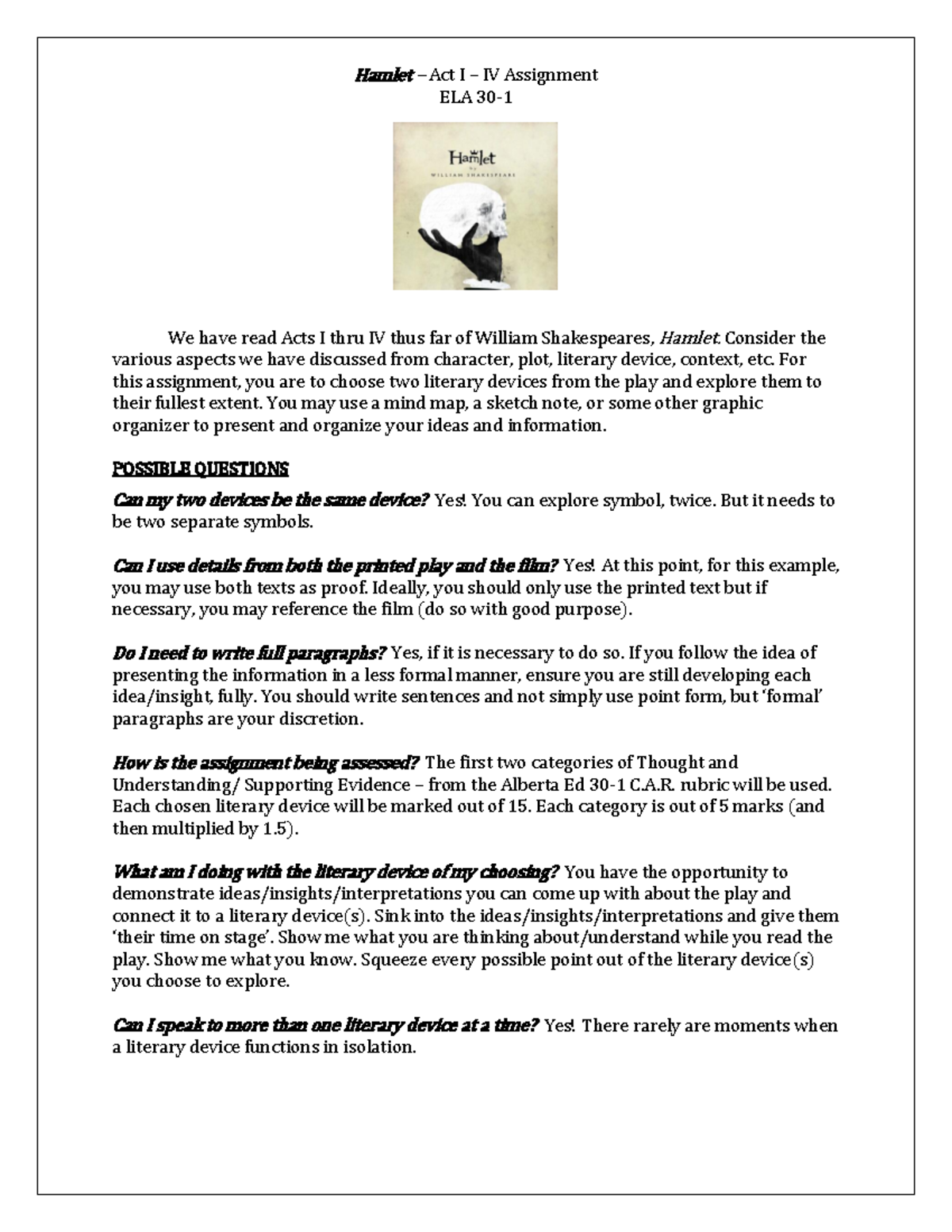 Hamlet Act I-IV assignment. Homework check - Hamlet – Act I – IV ...