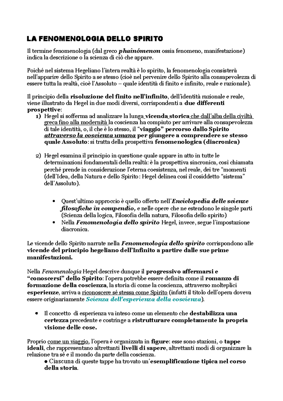 La Fenomenologia dello Spirito - LA FENOMENOLOGIA DELLO SPIRITO Il ...