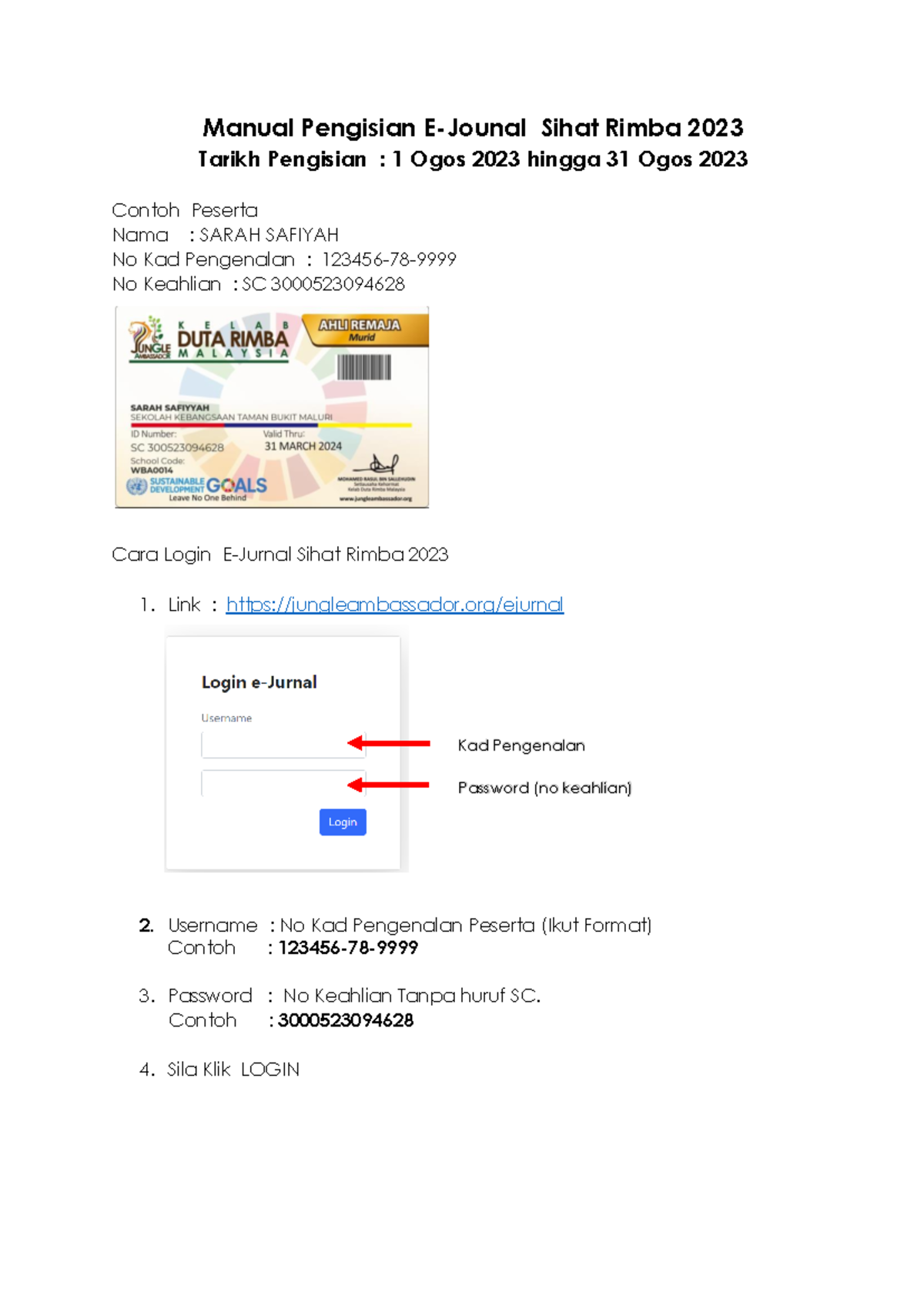 Cara isi e jurnal - goodya - Manual Pengisian E-Jounal Sihat Rimba 2023 Tarikh Pengisian : 1 ...
