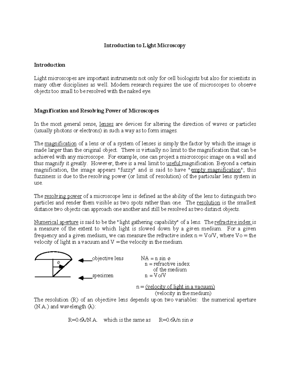 Intro to Light Microscopy - Introduction to Light Microscopy ...
